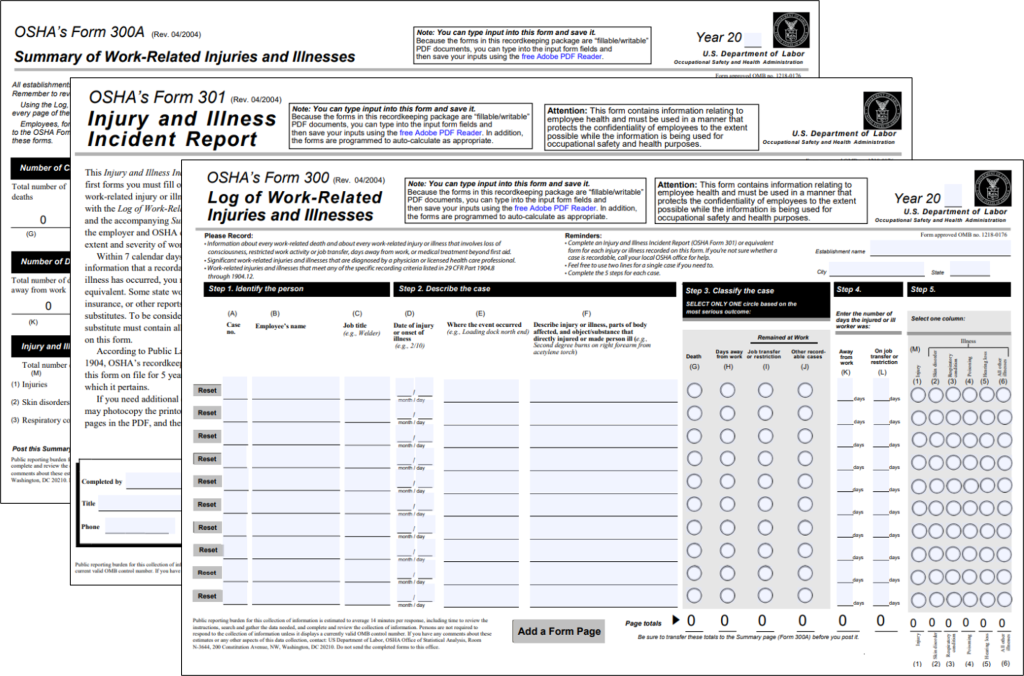 Differences between OSHA Forms 300, 300A, and 301 - WA Group ...